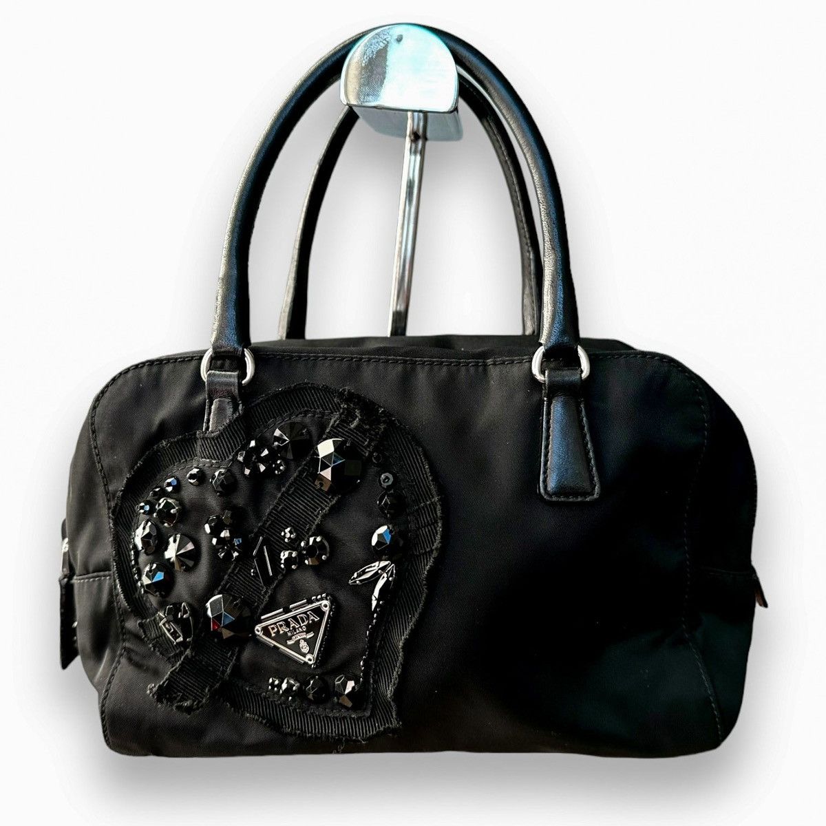 Prada Prada Vintage Heart Rhinestone Tessuto Handle Bag | Grailed