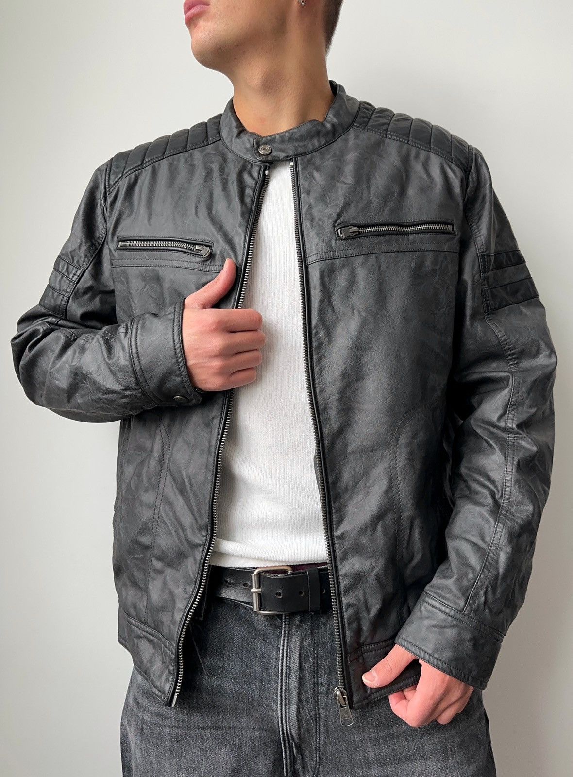 Other Vintage Y2K Jean Pascale Eco Leather Biker Racing Jacket | Grailed