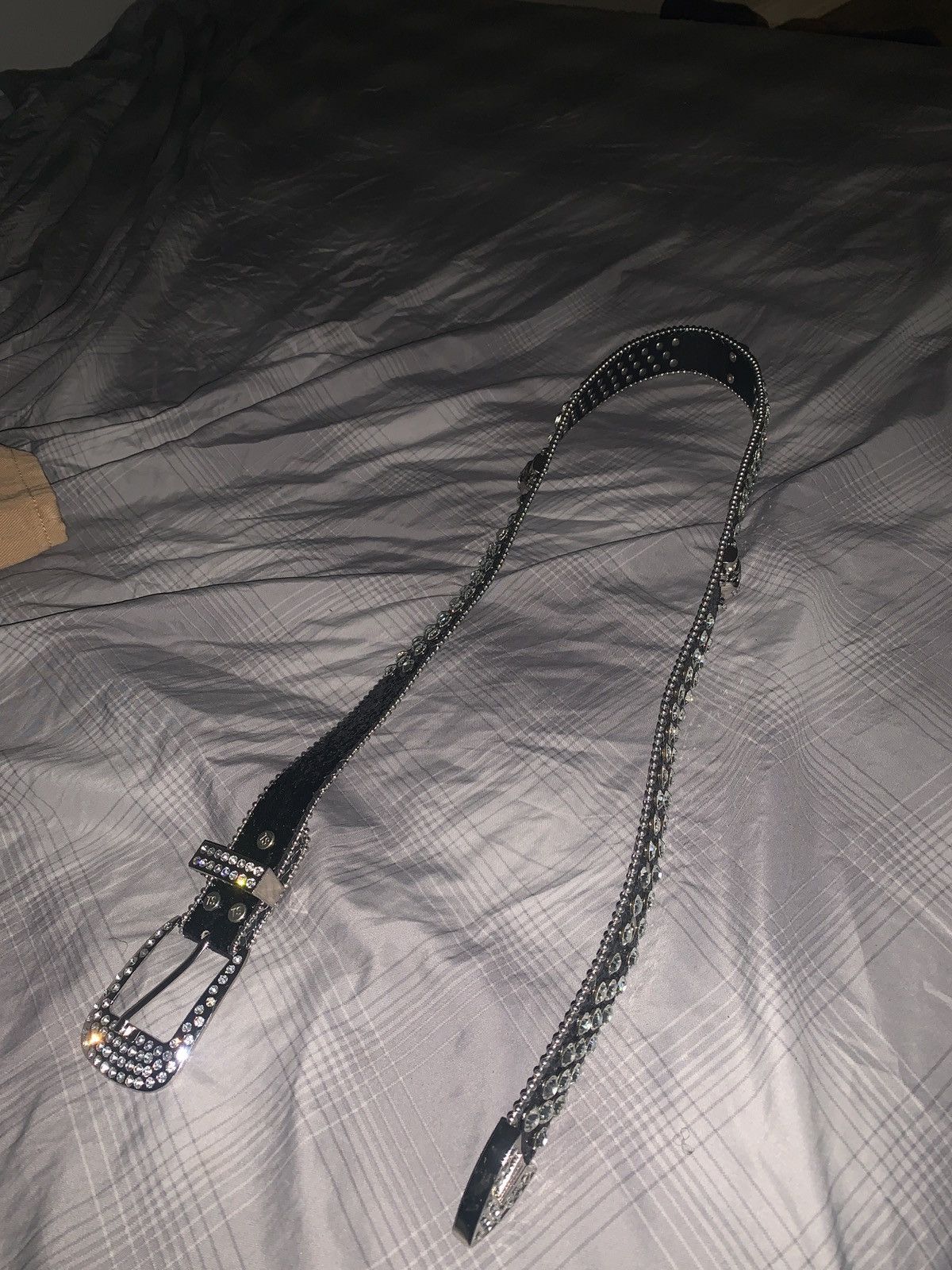 Streetwear Y2K Rhinestone Skull Belt | Grailed