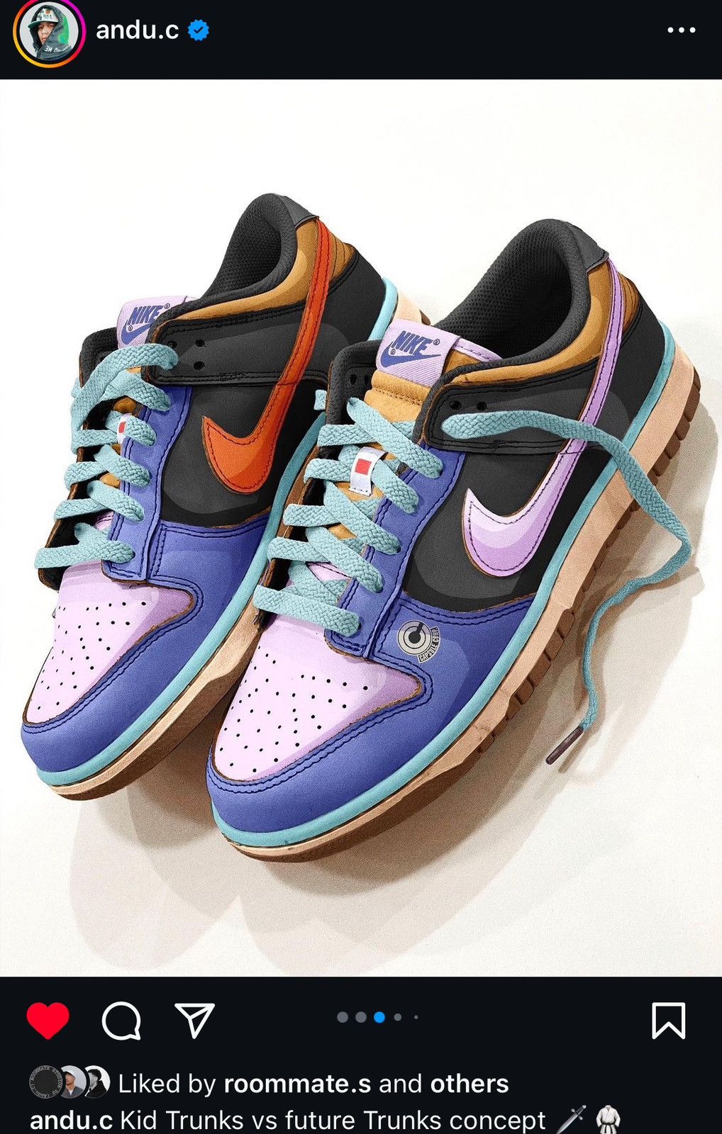 Nike × Streetwear Nike Dunk Low Custom DBZ Trunks Dragonball Z | Grailed