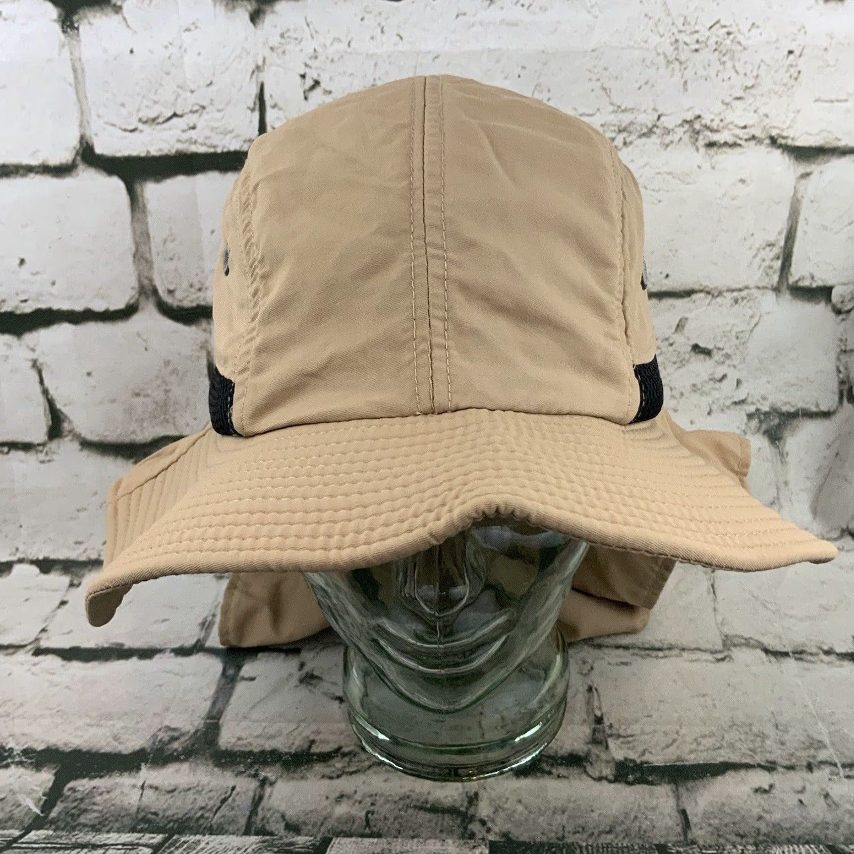 Vintage Beige Tan Water Resistant Vented Sun Hat with Neck Flap and ...