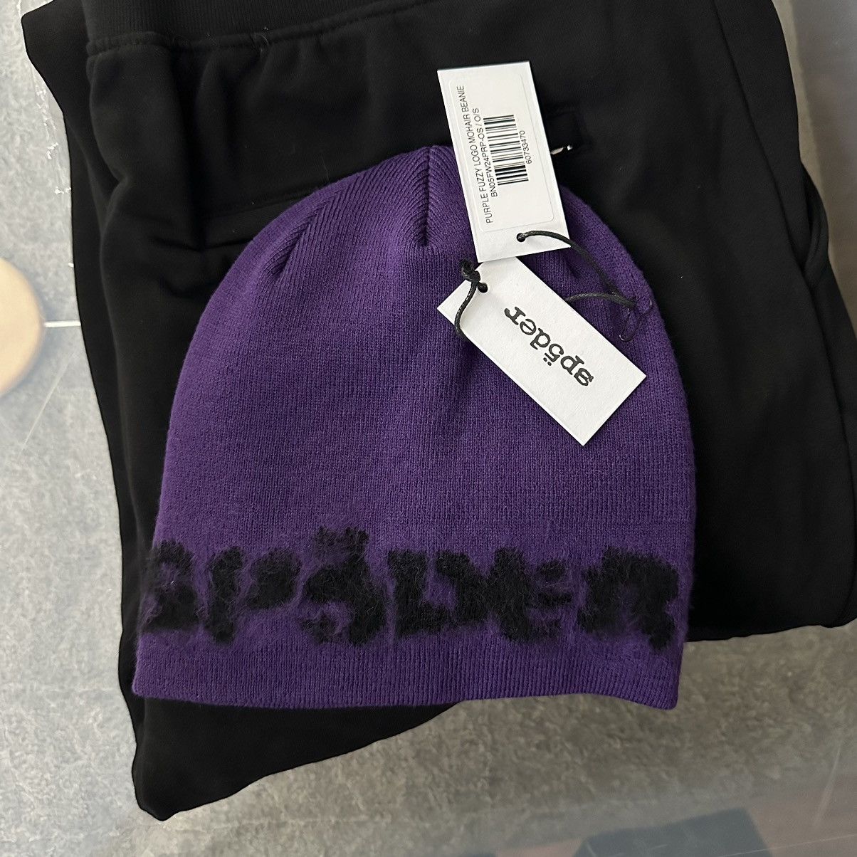 Spider Sp5der Purple Fuzzy Logo Mohair Beanie | Grailed