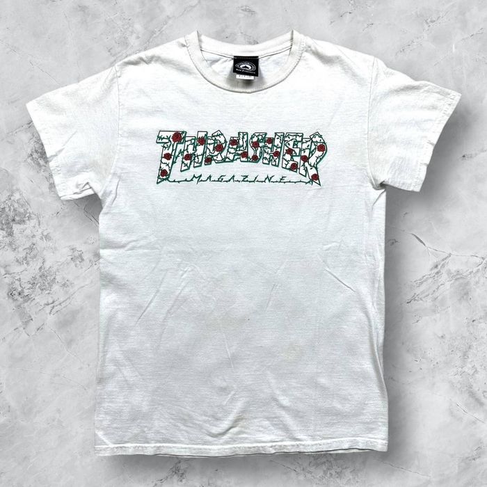 Thrasher Thrasher rose thorn thrasher magazine logo white skater tee ...