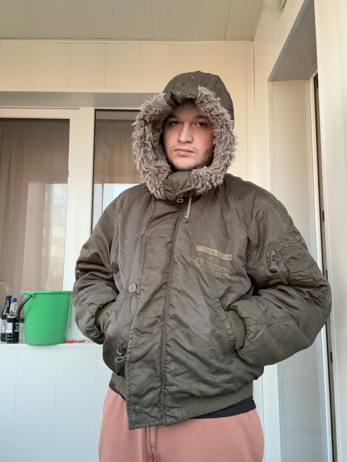 Vintage Vintage Baggy 90s Army Air Force Flight Fur Hood MA1 Bomber ...