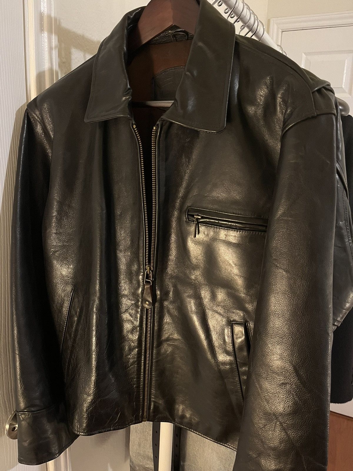 Vintage wind armor japanese leather jacket | Grailed