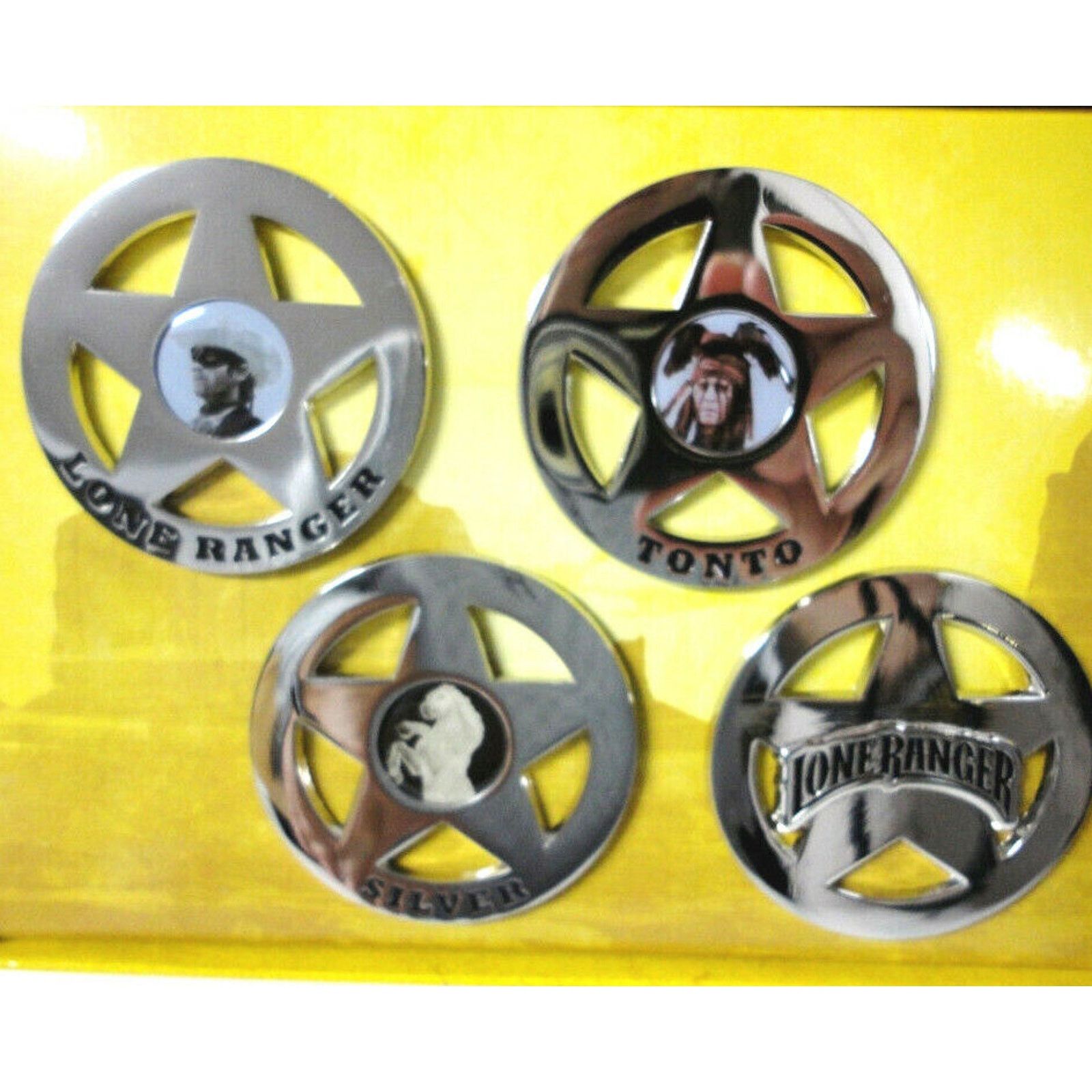 Disney Disney (4) Lone Ranger Tonto Police SHERIFF BADGE PIN SET LE ...