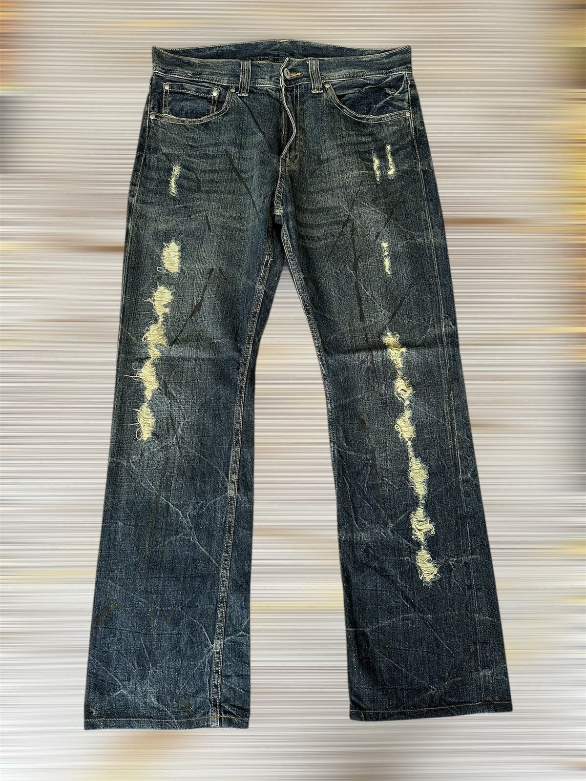 Japanese Brand FLARE Japanese Brand Distressed Claw Marks Design Denim ...