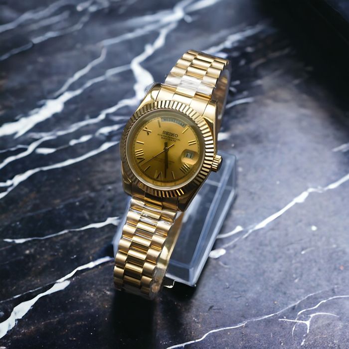 Seiko Seiko Mod Day-Date Watch 40mm Roman Gold Dial Presidential | Grailed