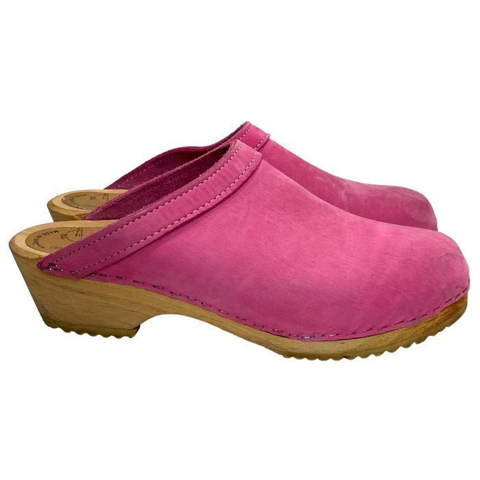 Genuine Leather Hot Pink Suede/Leather Skan Toffeln Swedish Clogs | 39 ...