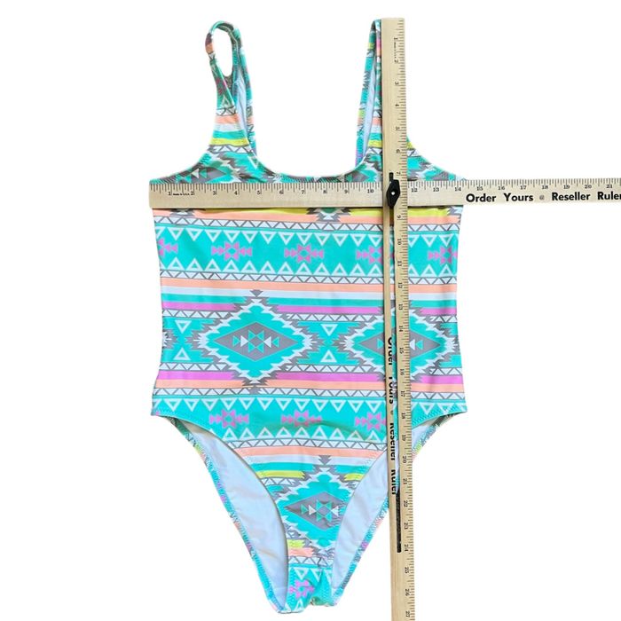 Chubbies Chubbies En Fuego Neon Aztec One-Piece Open Back Swimsuit M ...