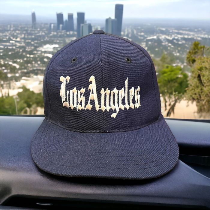 Vintage Vintage Los Angeles Script Old English Spellout Snapback Hat ...
