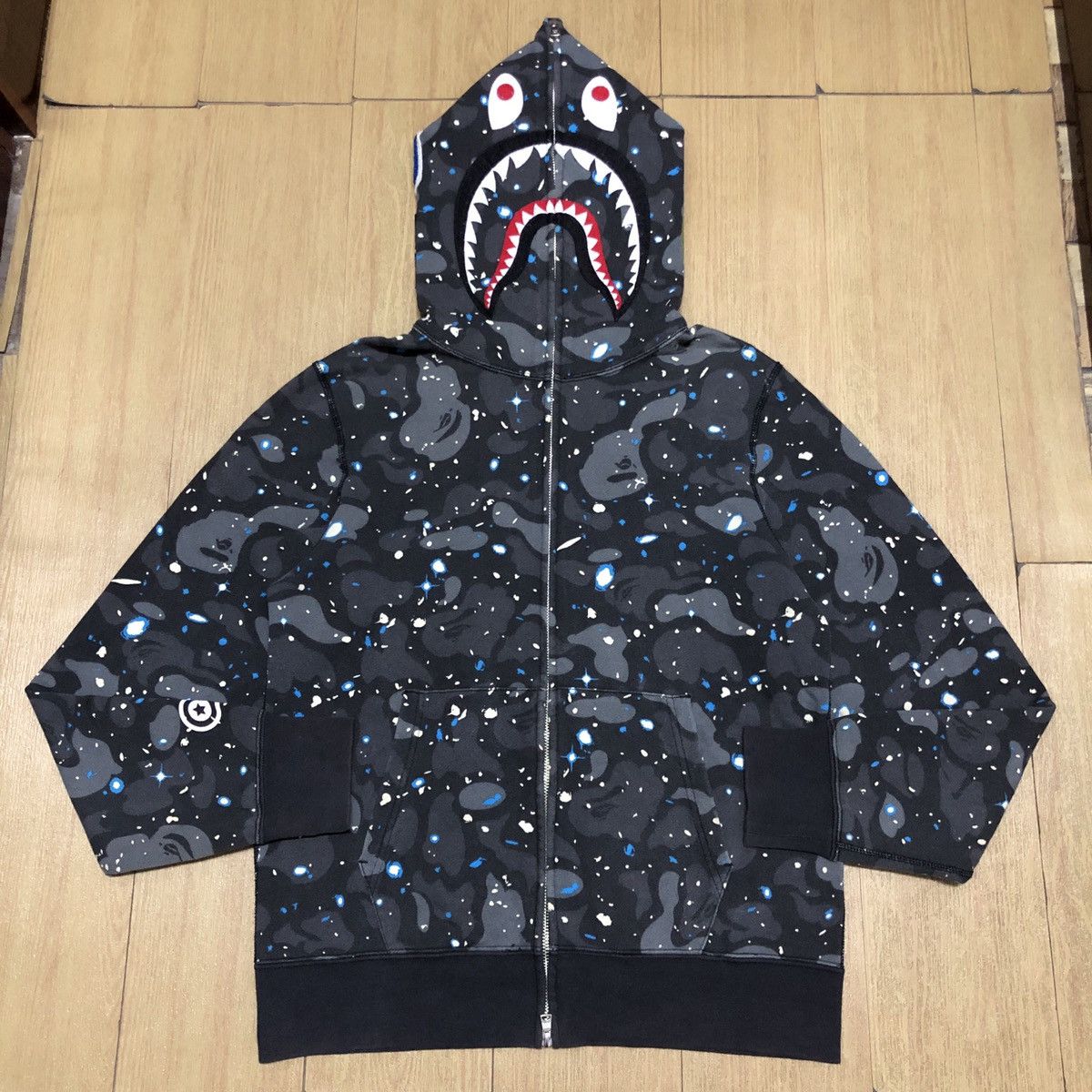 Bape BAPE Space Camo Shark Glow In The Dark Full Zip Hoodie | Grailed