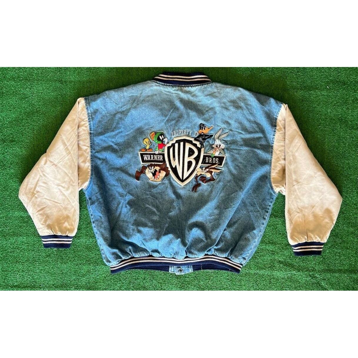 Vintage Vintage Warner Bros Looney Tunes Denim Bomber Jacket Size XL ...