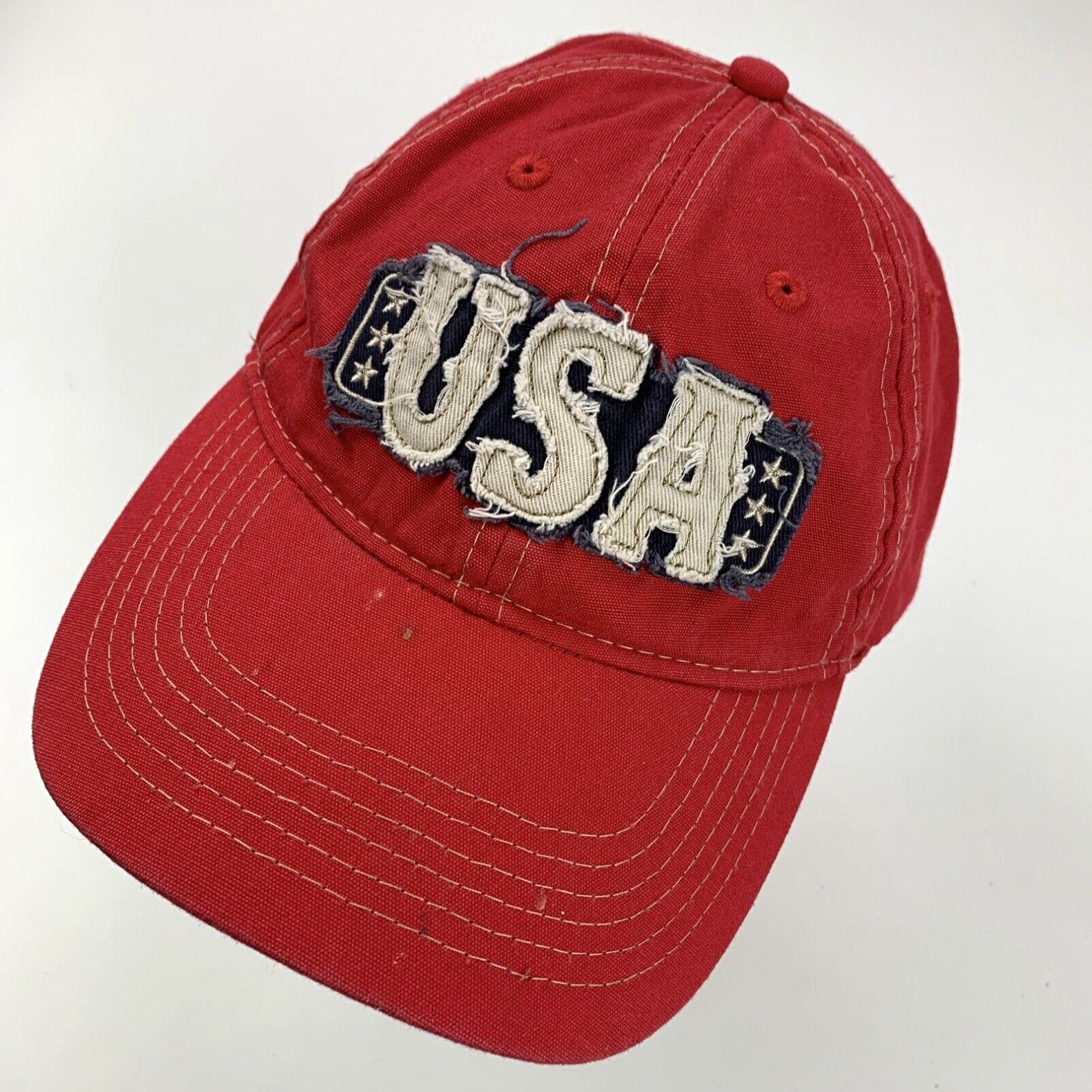 Vintage USA United States of America Red Ball Cap Hat Adjustable ...