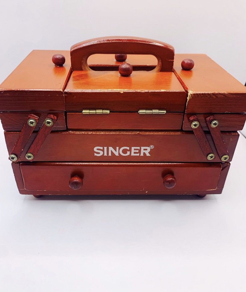Vintage Vintage Singer Sewing Box| Wooden Accordion Organizer Chest ...