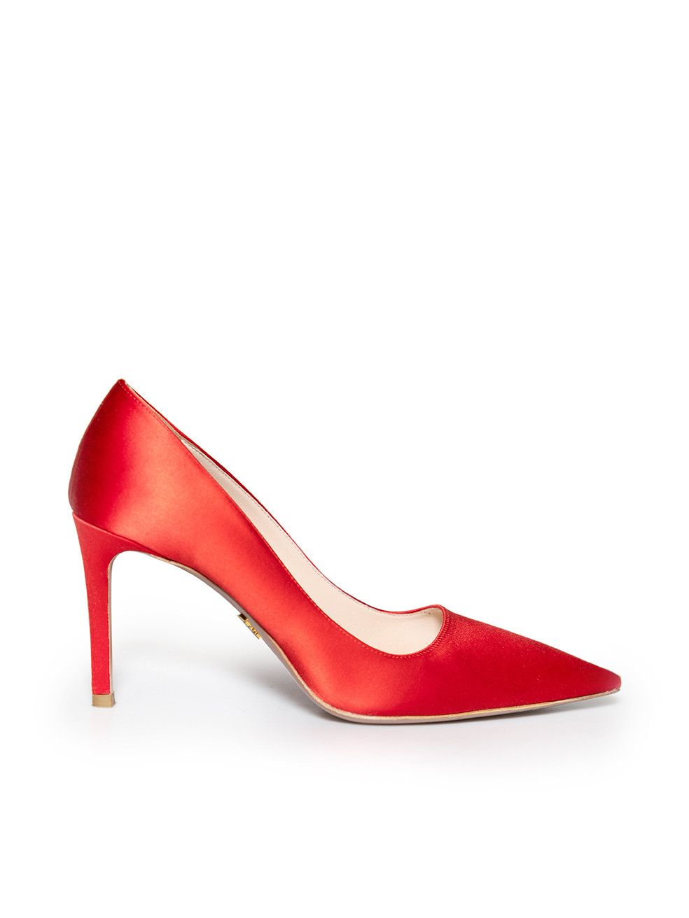 Prada Red Pointed Toe Satin Pumps | Grailed