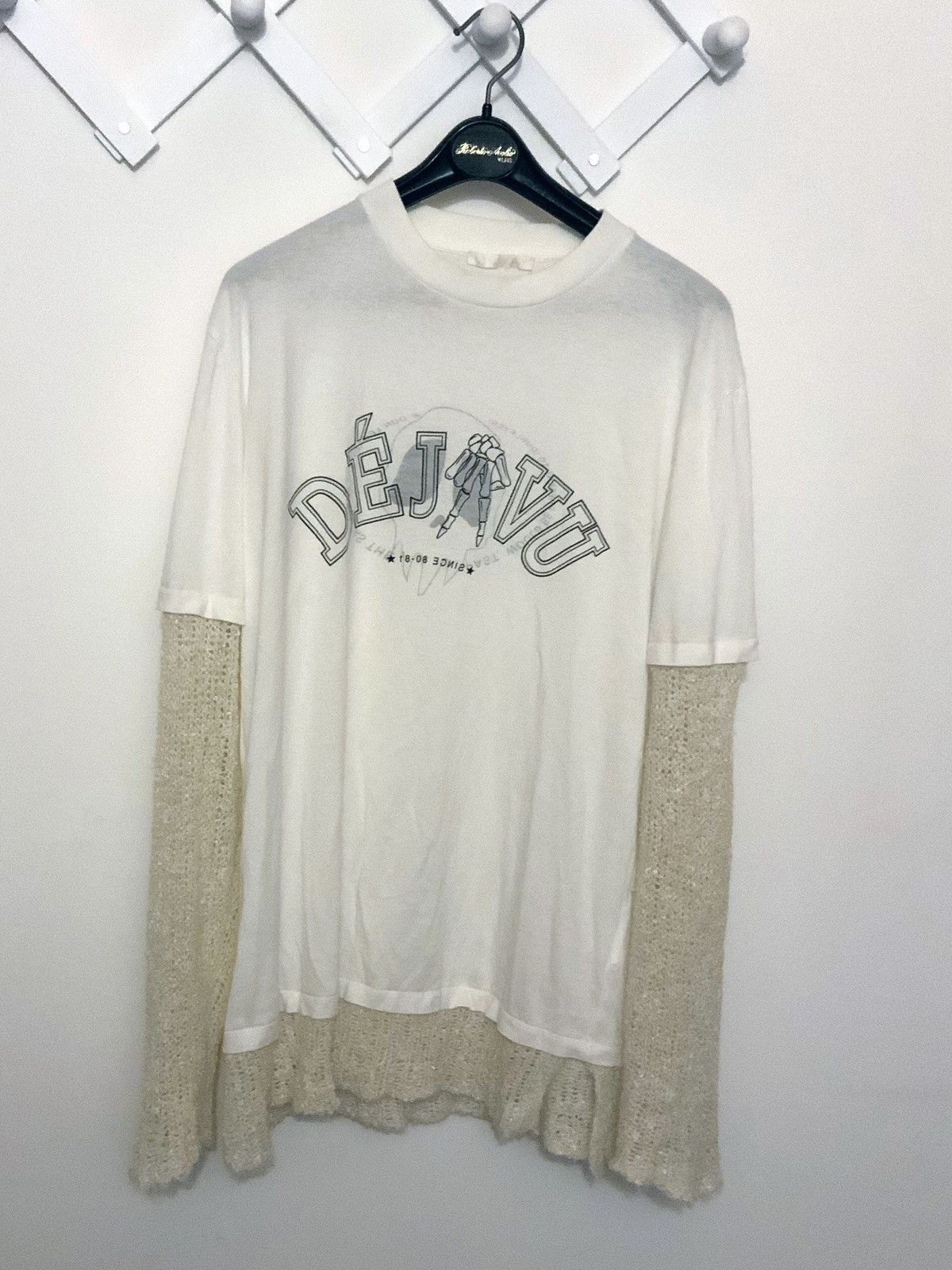 Our Legacy Our legacy t-shirt knitted sleeves, inside out skull print ...