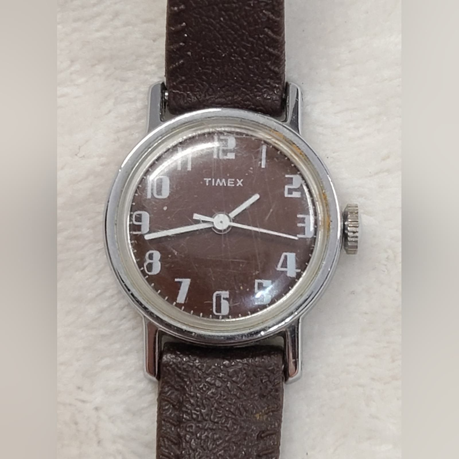 Timex Vintage 70s Timex Women's Chocolate Face Mechanical Watch | Grailed