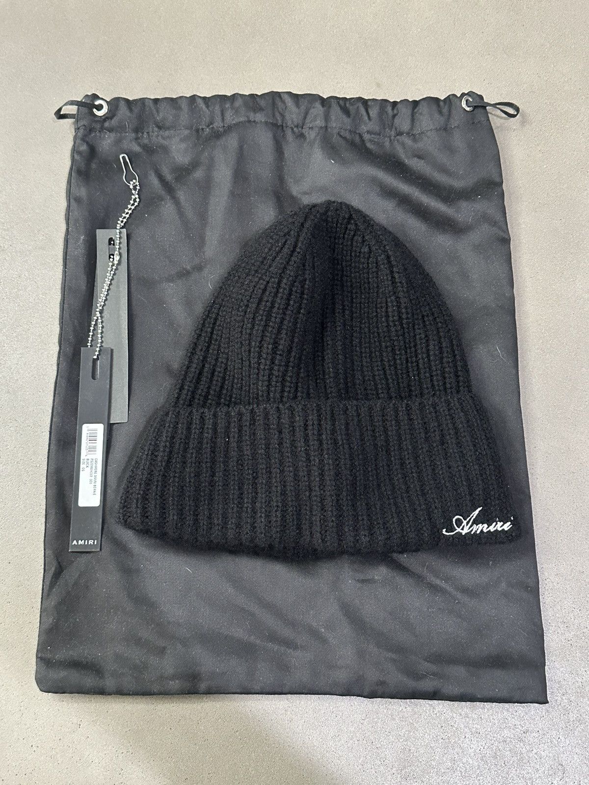 Amiri Amiri Cursive Logo Black Beanie | Grailed