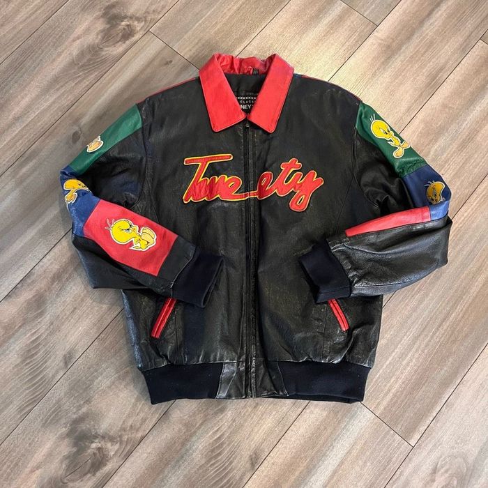 Vintage Vintage Tweety Bird Leather Jacket 1998 Looney Tunes Warner ...