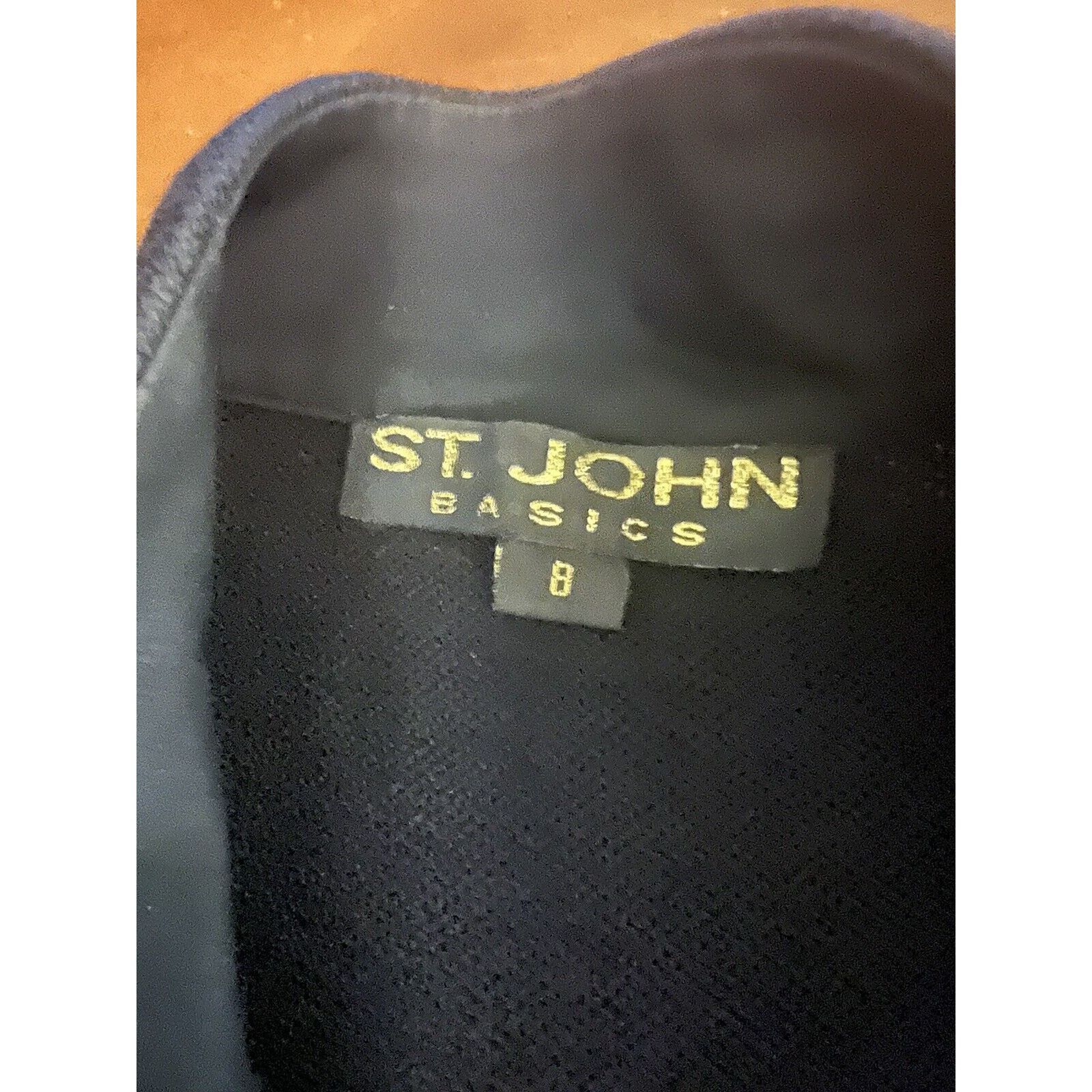 St. John Couture ST.JOHN BASIC KNIT Jacket Navy 8 Made In USA gold ...