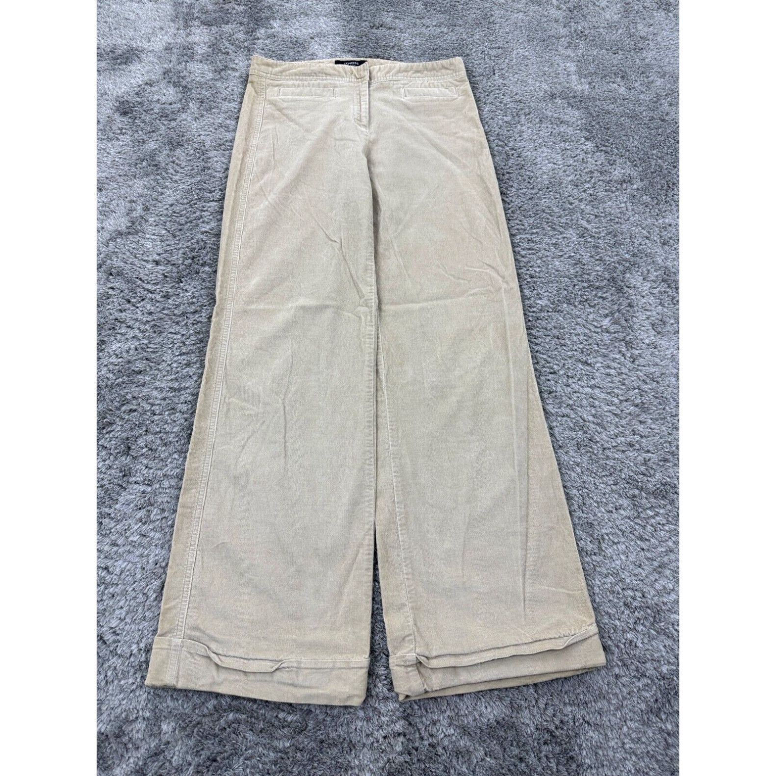 Express Vintage Express Pants Womans 7/8L Long Beige Corduroy Flared ...