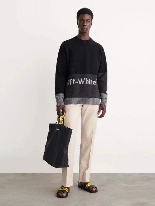Off-White OFF WHITE SWEATER KNIT VIRGIL LOGO CARAVAGGIO Color Block Of ...