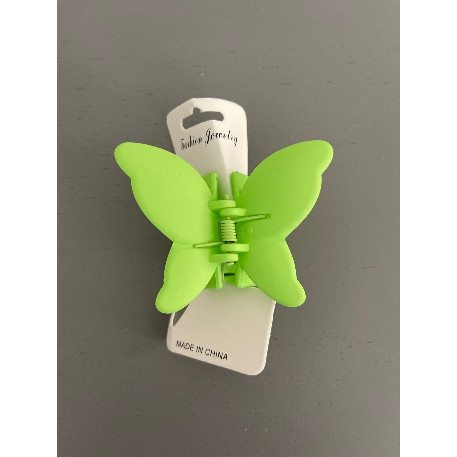 Designer NEW NEON GREEN BUTTERFLY HAIR CLIP SOFT MATTE COLOR HAIR ACC ...