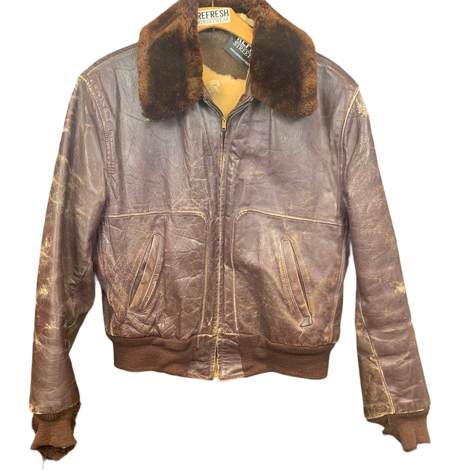 Vintage Vintage 1950s Thrashed Heavy Horse Hide 50s Leather Jacket L ...