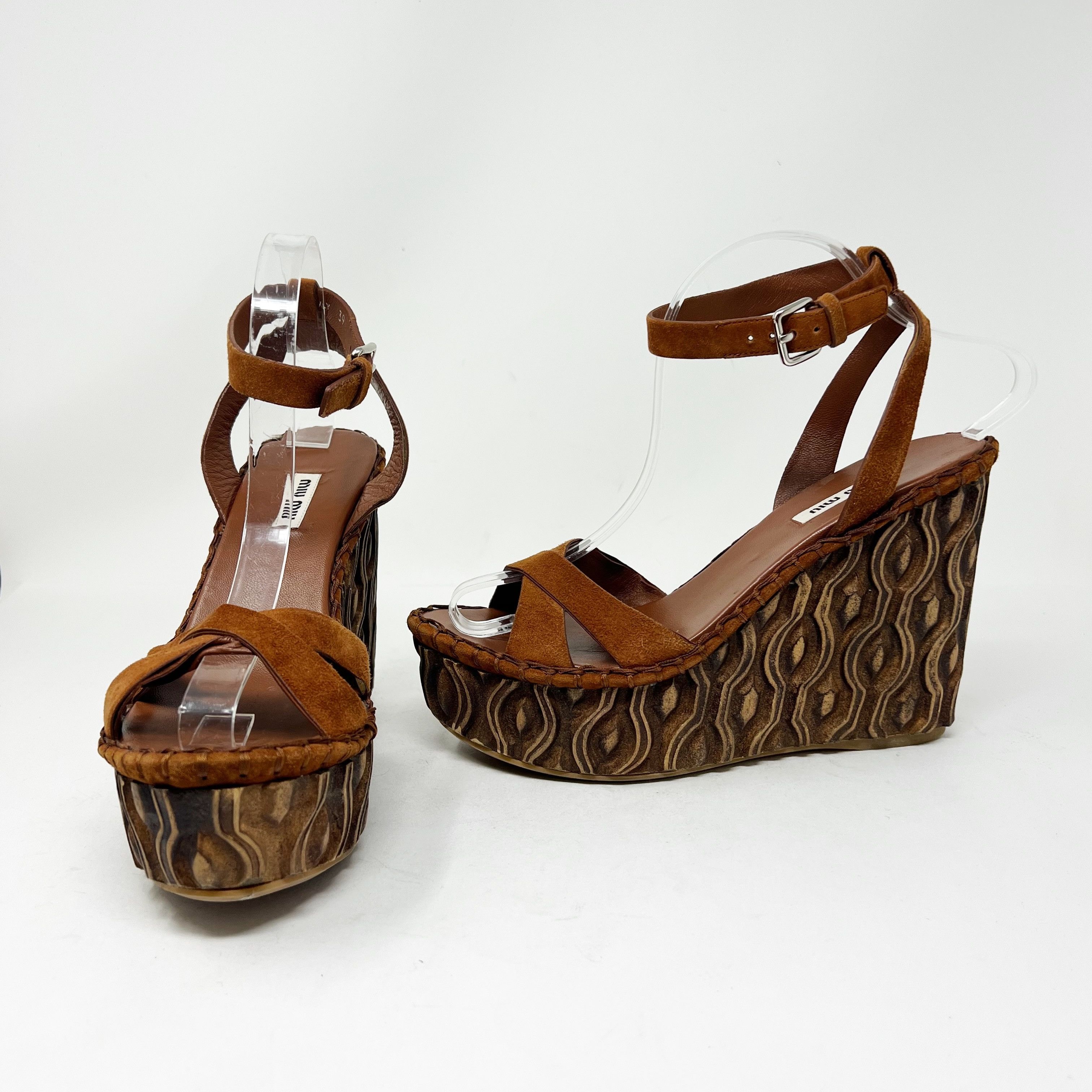 Miu Miu Miu Miu Genuine Suede Platform Geometric Pattern | Grailed