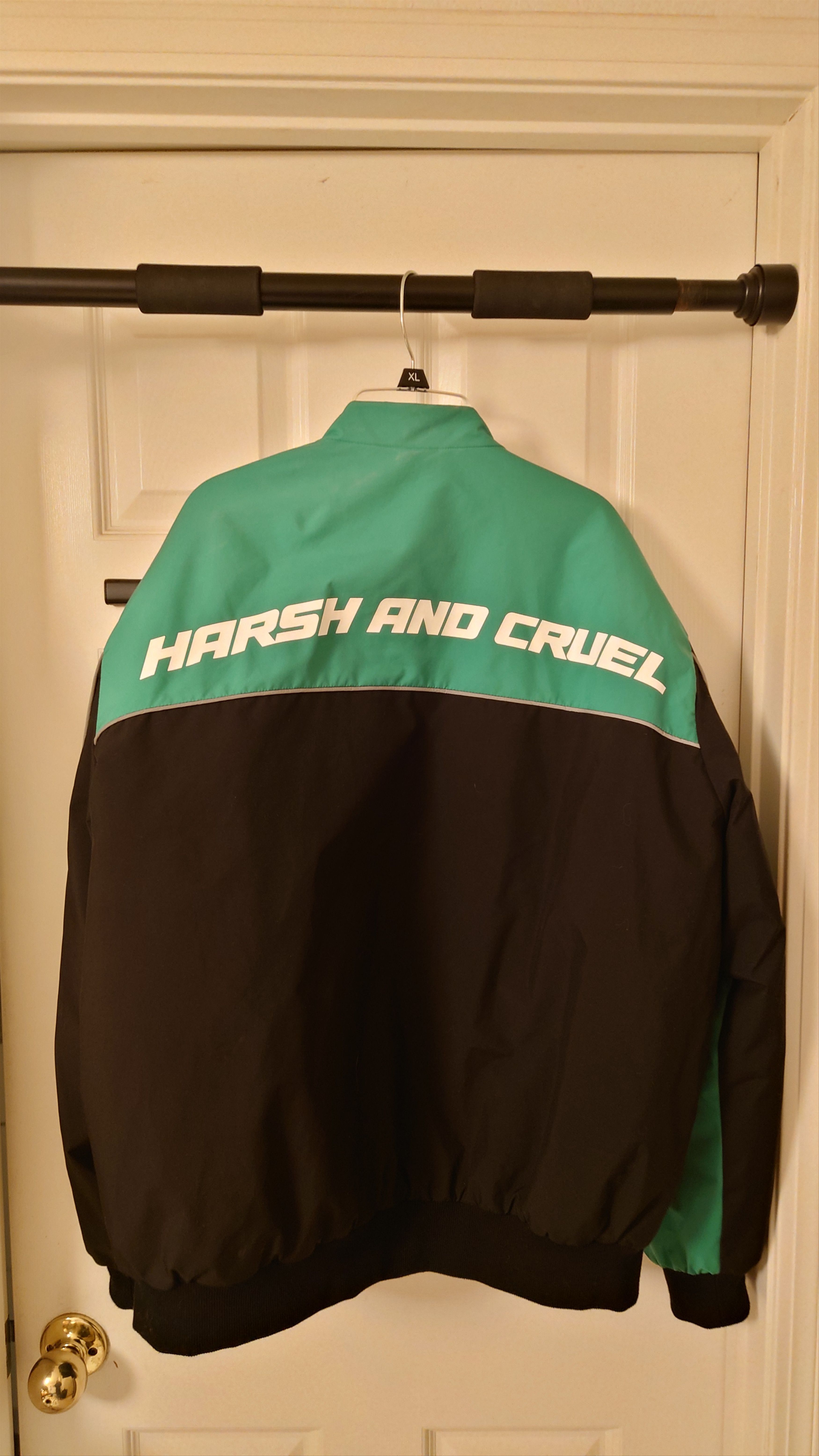 Harsh and Cruel Harsh and Cruel Retro Motorcycle Racing Logo Jacket ...