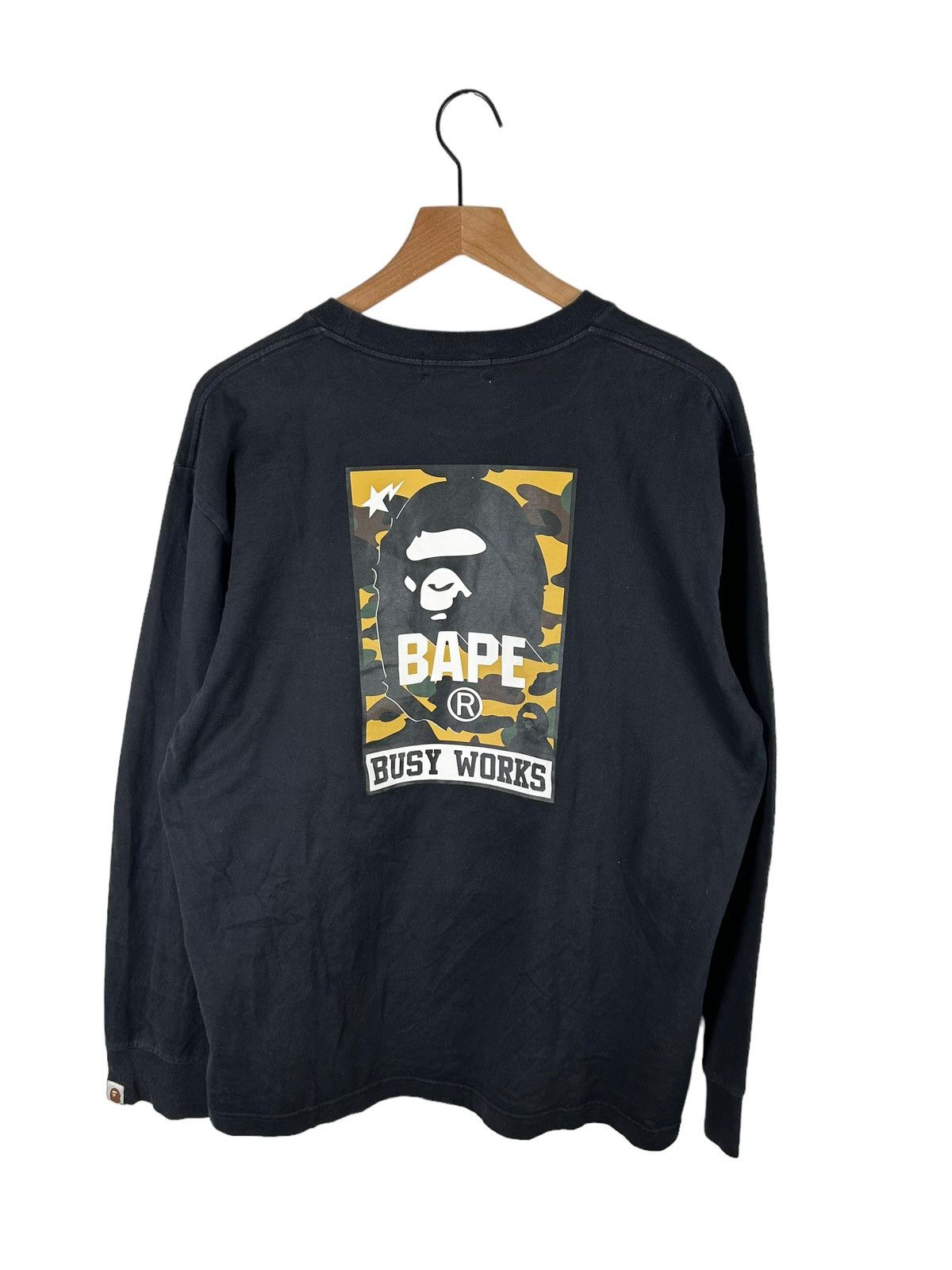 Bape Bape Head Logo Back Print L/S T-Shirt | Grailed