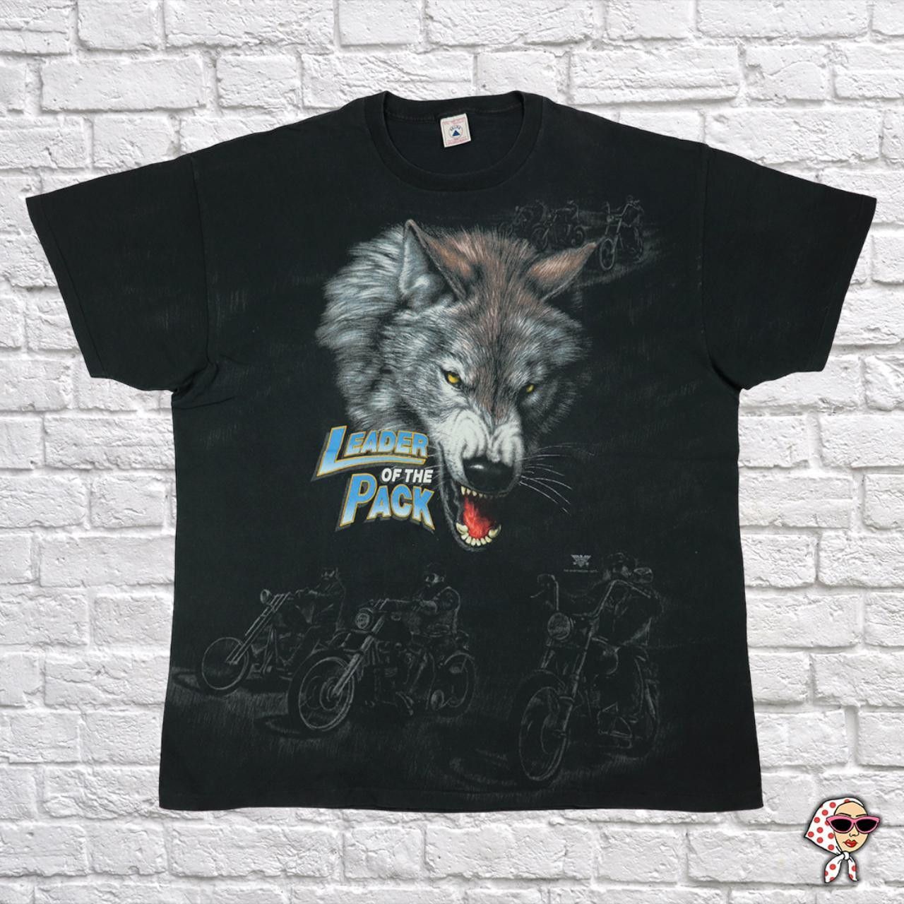 Vintage VINTAGE 90s LEADER OF THE PACK WOLF BIKER MOTO USA TSHIRT | Grailed