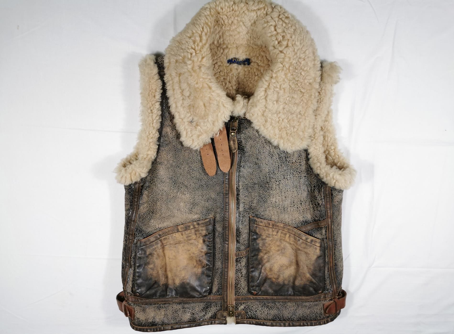 Polo Ralph Lauren Polo Ralph Lauren Vest Jacket Leather Shearling Pilot ...