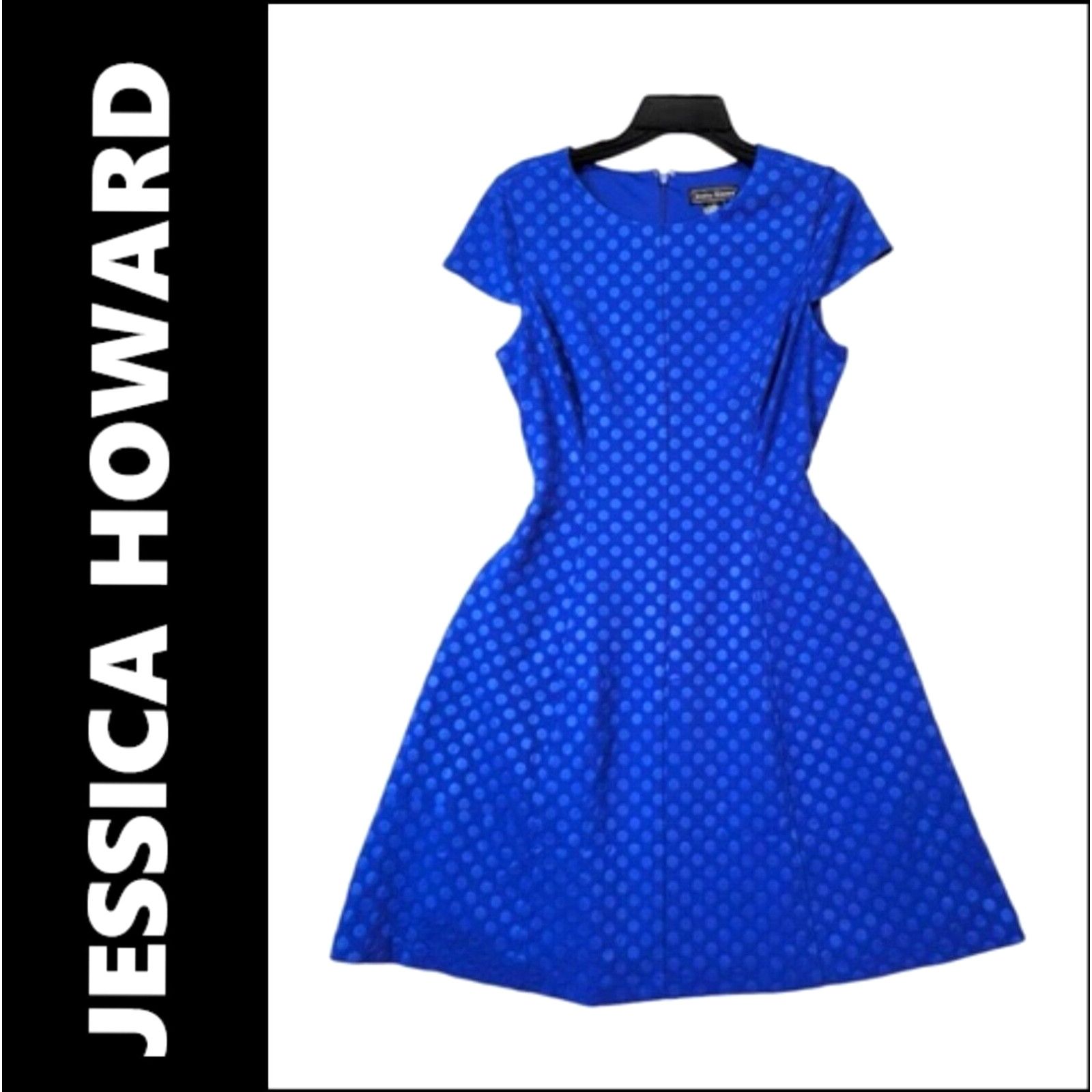 Vintage Jessica Howard Blue Dress Size 8 Women Cap Sleeve Flare Formal ...