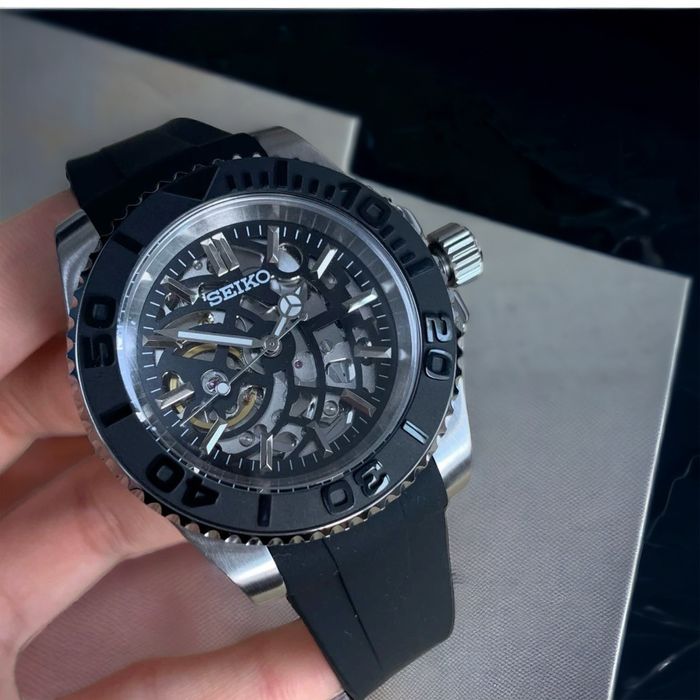 Seiko Seiko Mod NH35 Yacht-Master Skeleton 41mm Bezel Rubber Strap ...