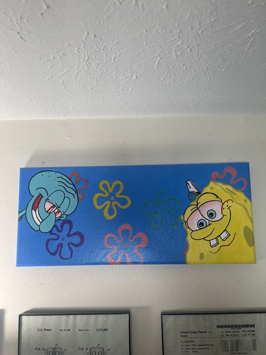 Custom SpongeBob Squidward Faded Painting | Grailed