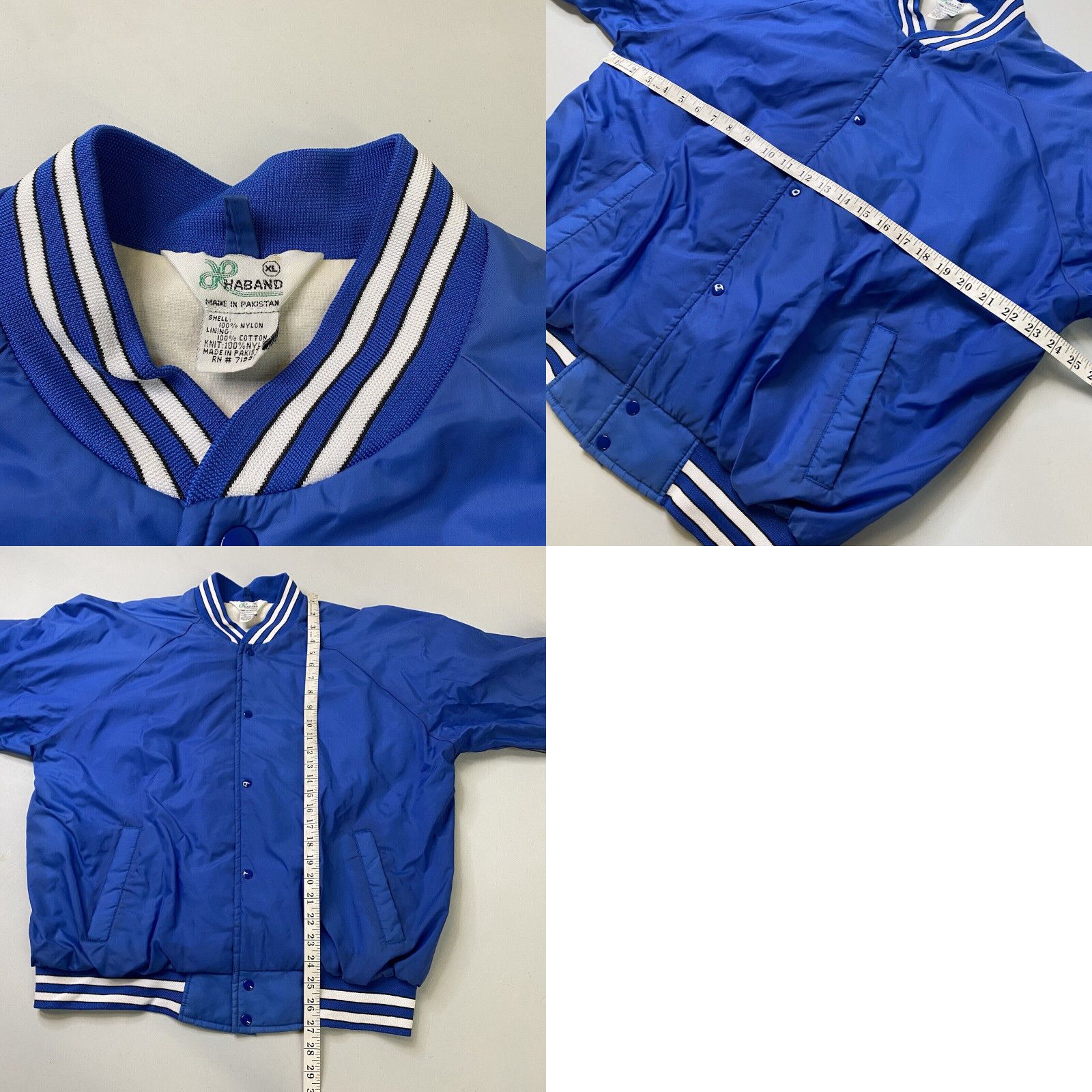 Haband Vintage 70s 80s Satin Coach Jacket Letterman Blank Blue Yellow ...