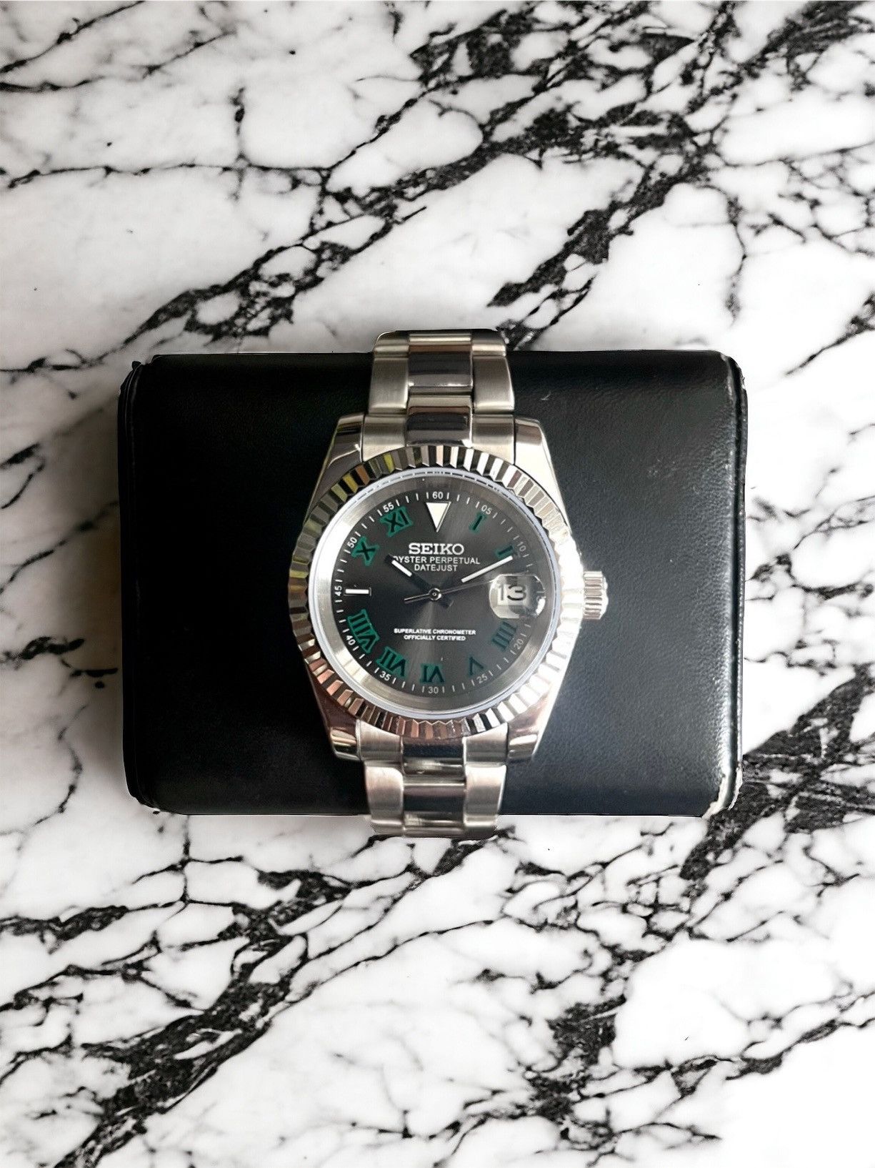 Japanese Brand × Seiko Seiko Mod Datejust Wimbledon Dial Steel ...