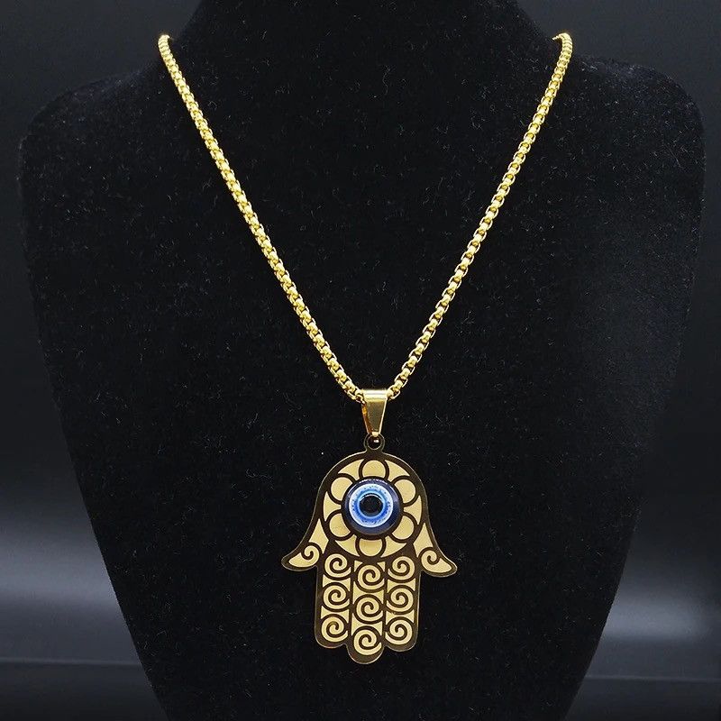 Cuban Link Chain Demon Eye Hamasa Hand | Grailed