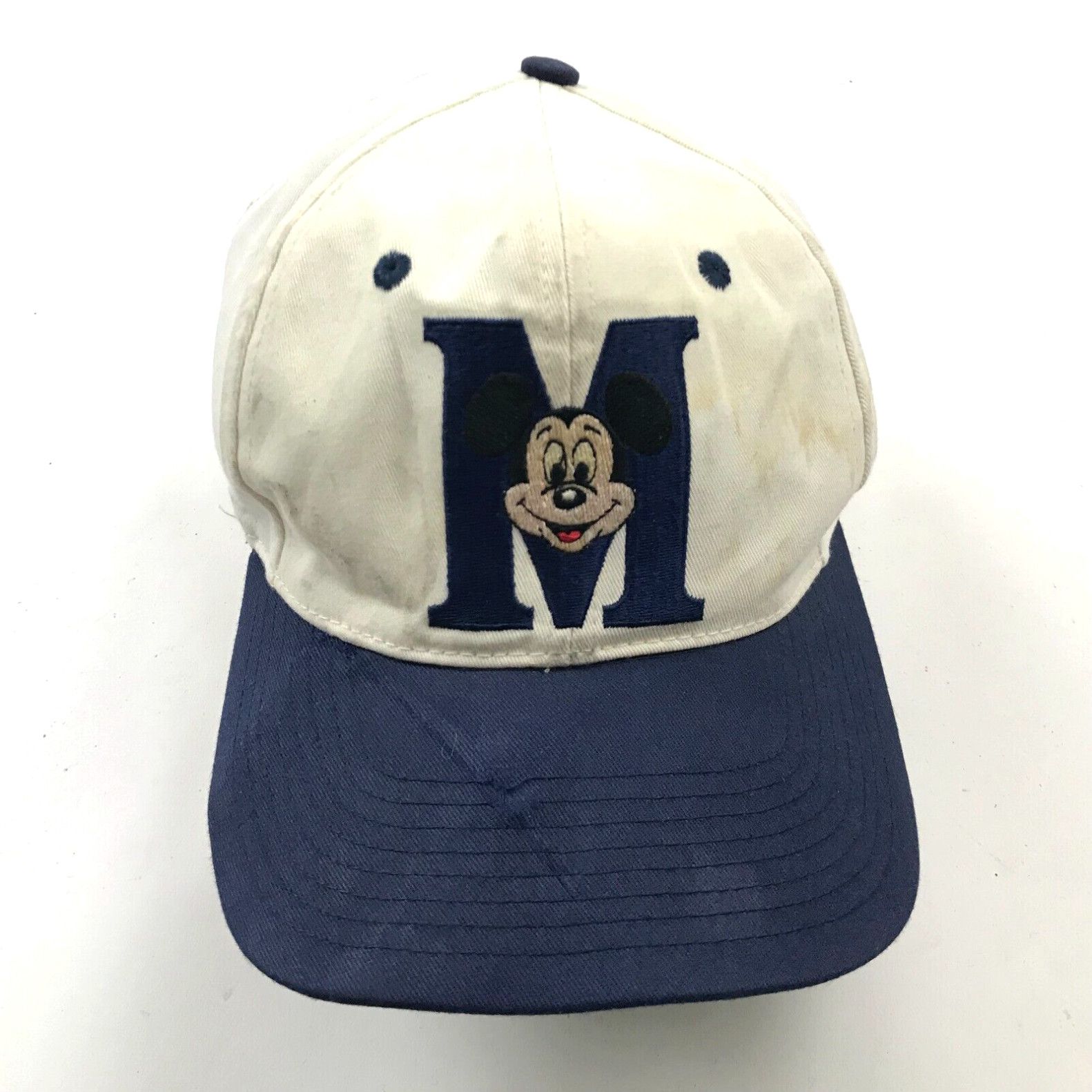 Disney VINTAGE Disney Hat Cap Snapback Whites Blue Mickey Mouse Adult ...