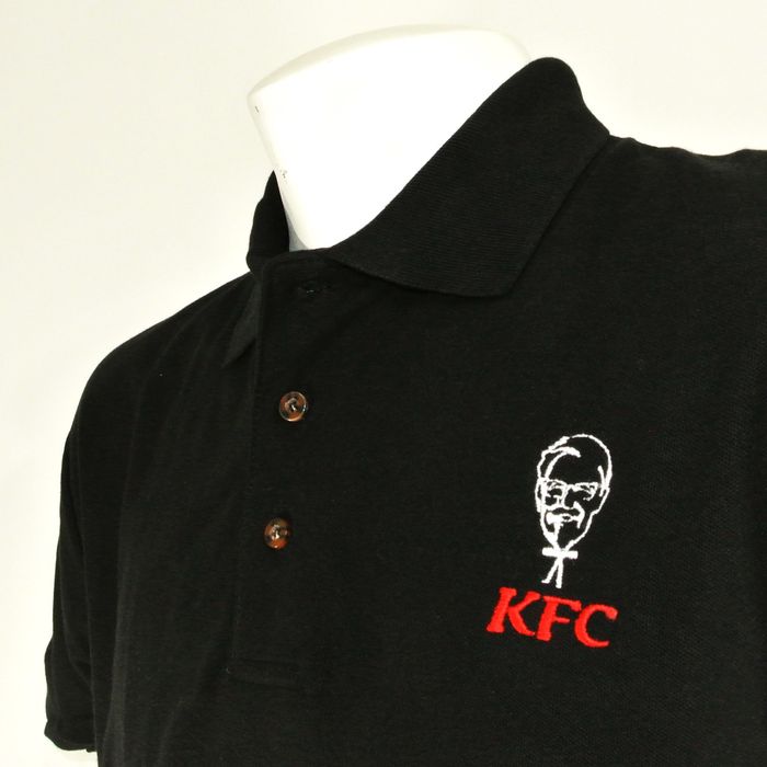 Mando Kfc Kentucky Fried Chicken Employee Uniform Black Polo Shirt Grailed