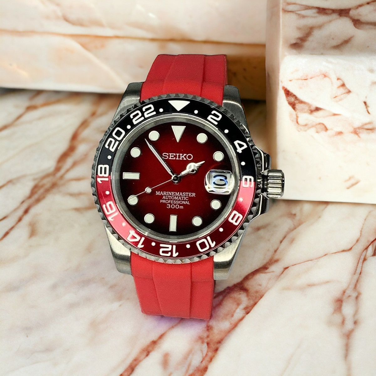 Japanese Brand × Seiko × Watch Seiko Mod GMT-Master 2 Coke Red Dial ...