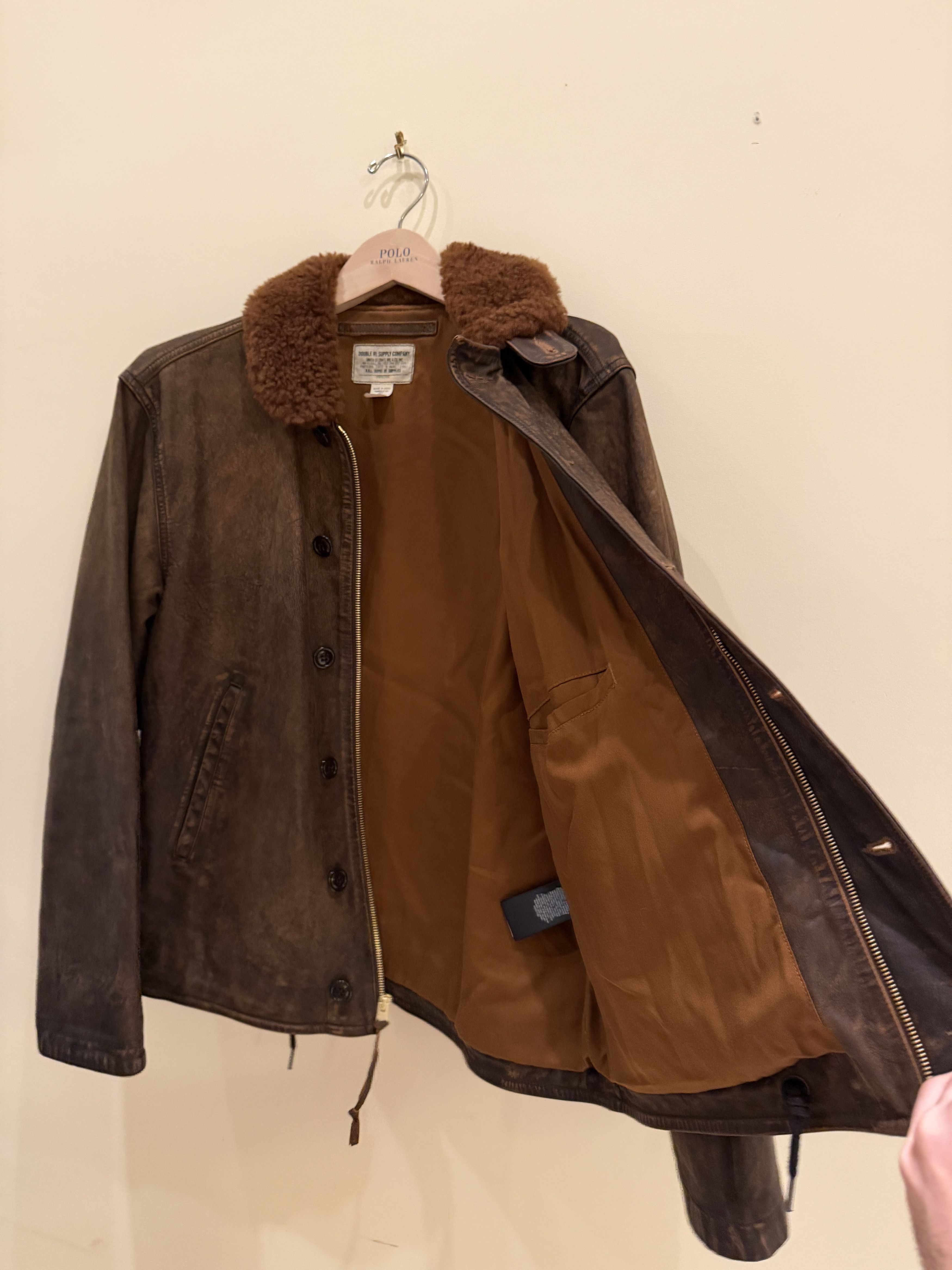 RRL Ralph Lauren Double RL RRL Ralph Lauren Shearling Leather Deck ...