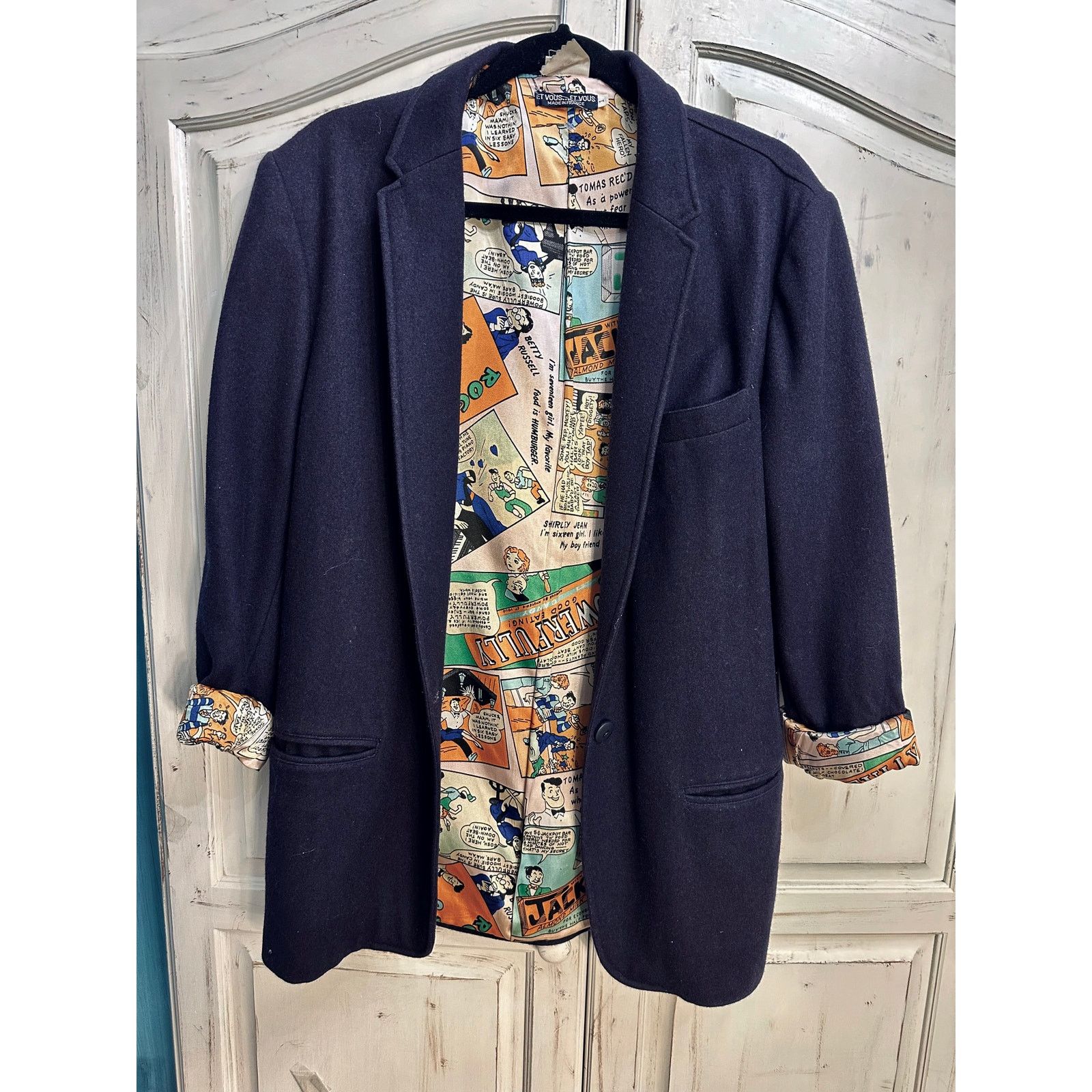 Other VINTAGE 80's ET VOUS WOOL BLEND COMIC LINED BLAZER JACKET | Grailed