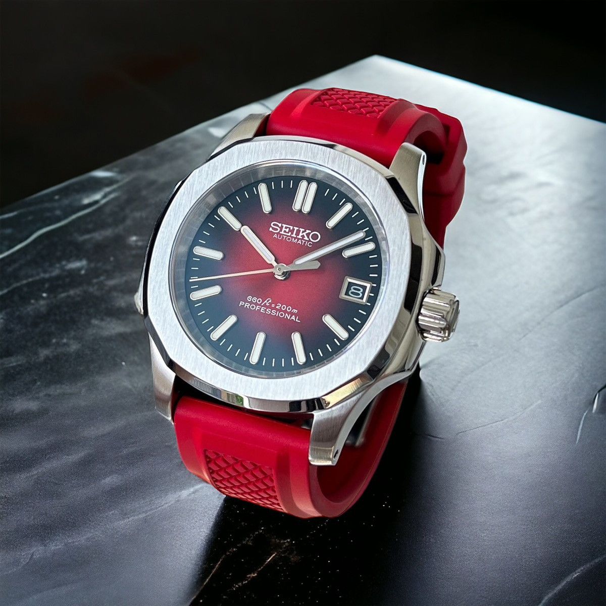 Japanese Brand × Seiko × Watch Seiko Mod Aquanaut Red Dial Steel ...