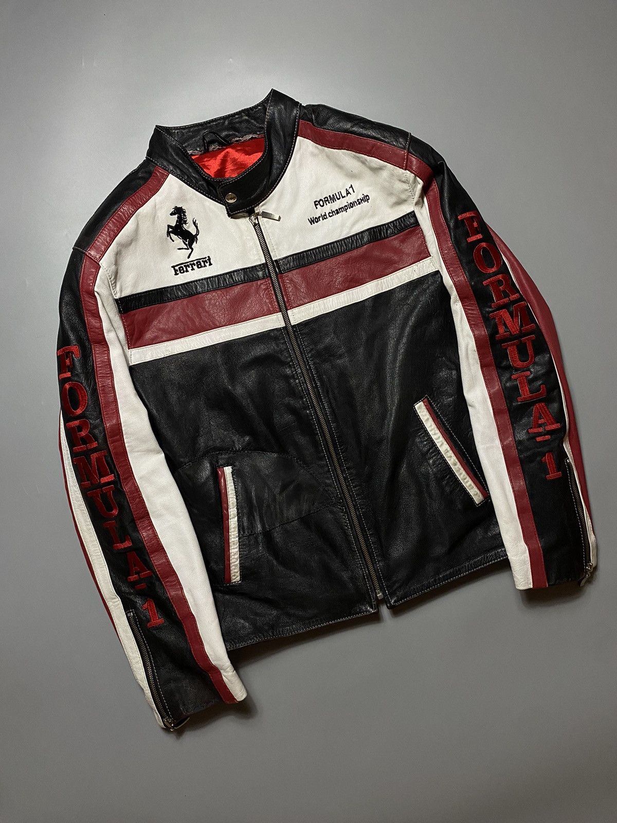 Ferrari × Racing × Vintage RARE! Vintage FERRARI leather jacket FORMULA ...