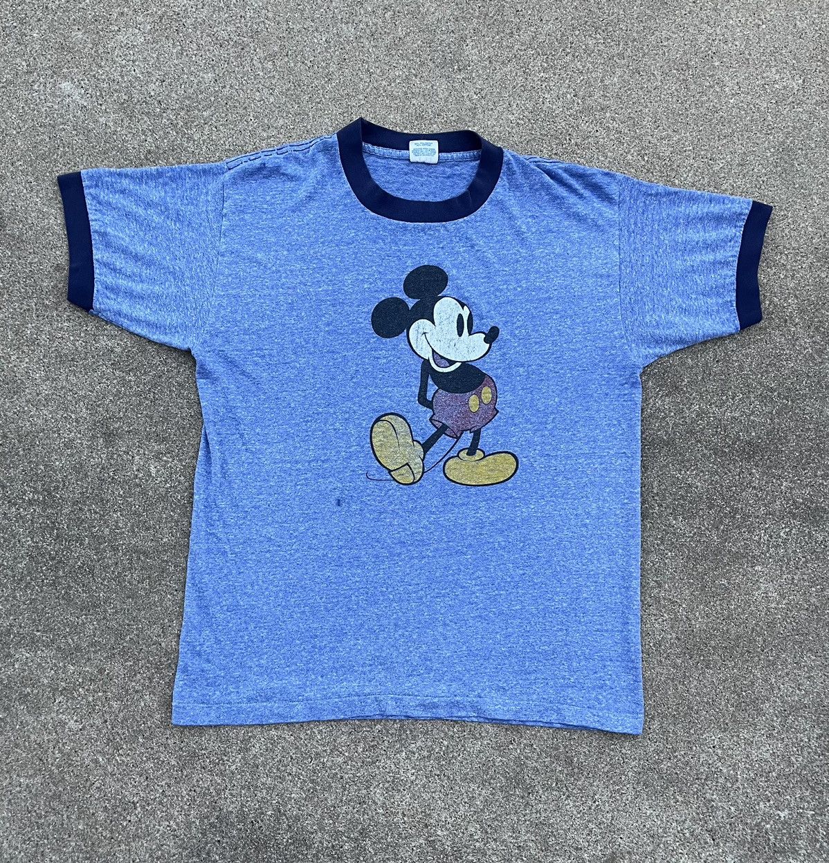 Vintage VTG 80s Mickey Mouse Walt Disney Blue Ringer Tee Made In USA ...