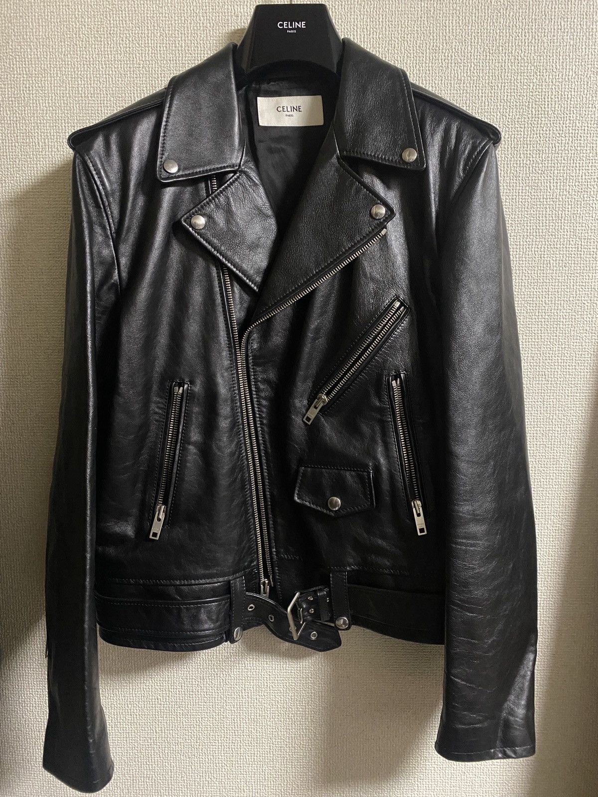 Celine × Hedi Slimane celine classic biker leather jacket sz54 19AW hedi slimane | Grailed