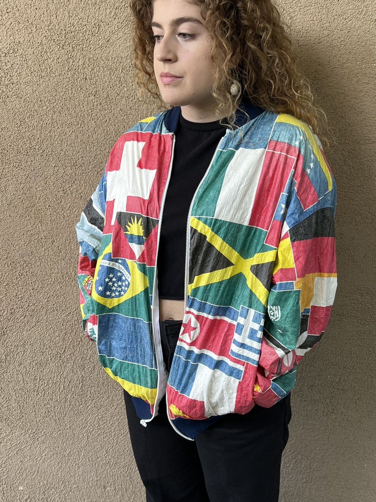 Vintage Vintage late 80s world flags windbreaker | Grailed
